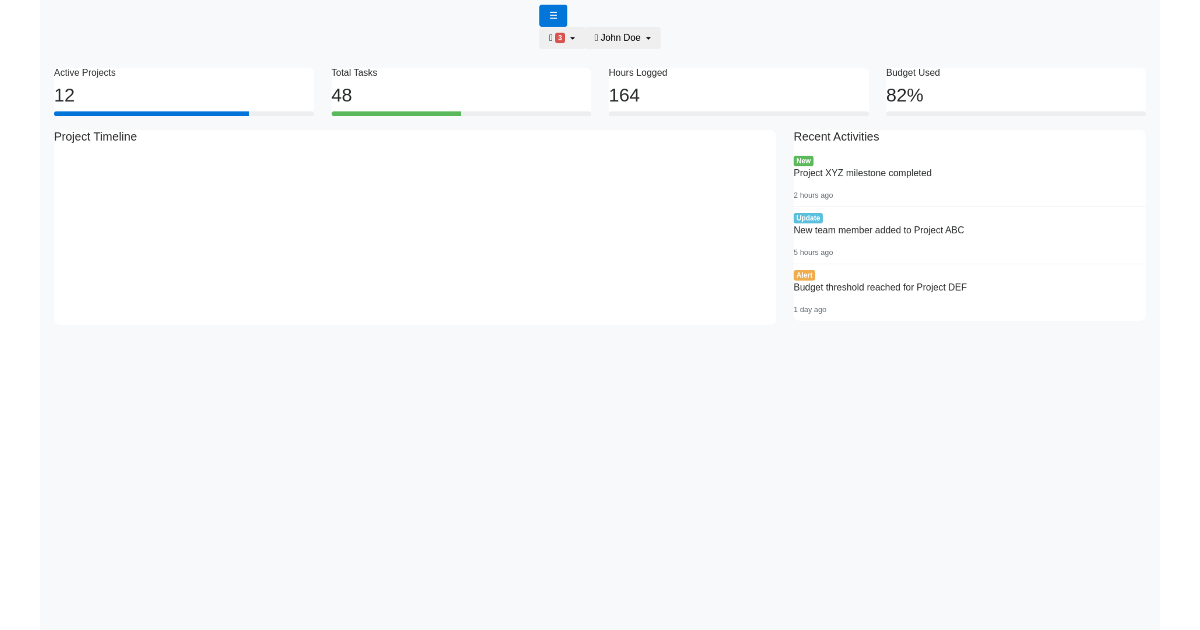 Client Portal Dashboard - Free Html, Bootstrap Component