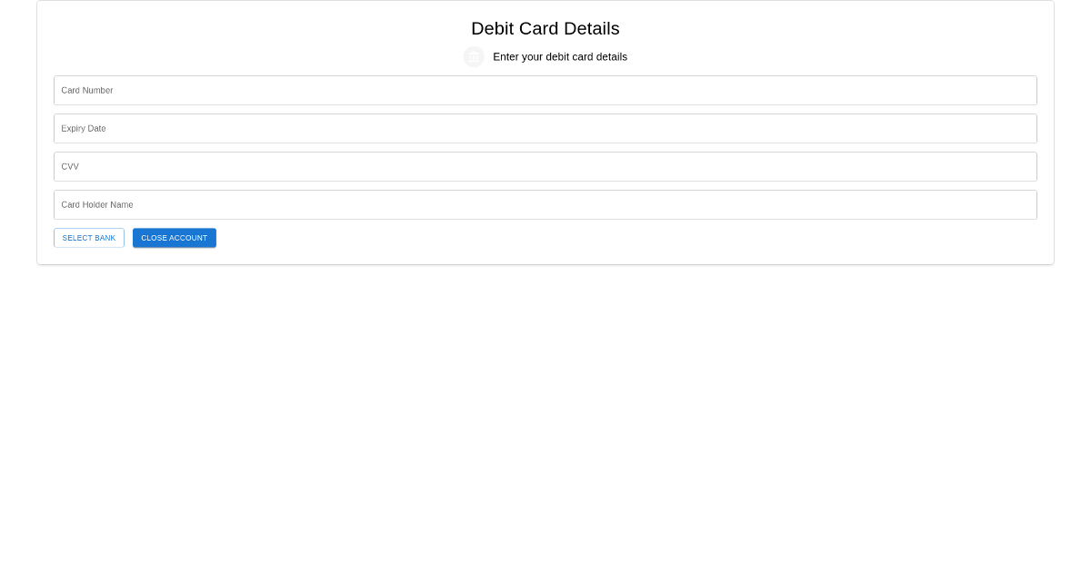 React Tailwind Close Bank Account Form | Secure & User-Friendly