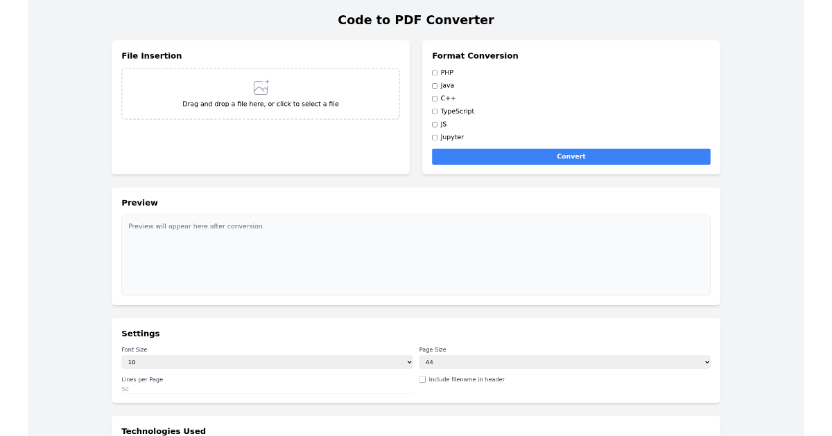 Code P D F Converter - Free Html, Tailwind Component