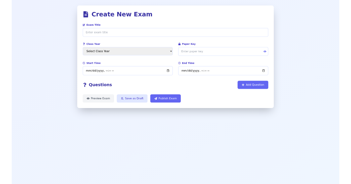 Create Exam - Free React, Tailwind Component