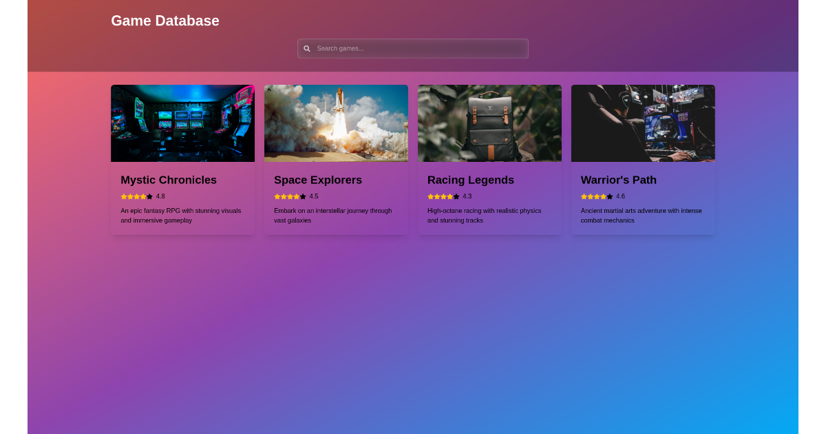 Game Database - Free React, Tailwind Component