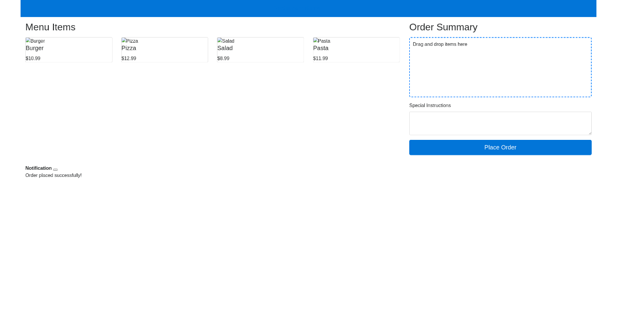 Waiter's Order Interface - Free Html, Bootstrap Component