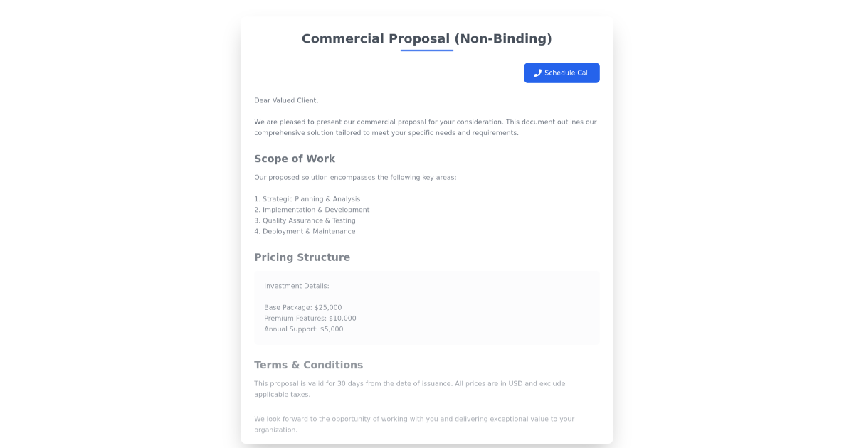 Commercial Proposal - Free React, Tailwind Component