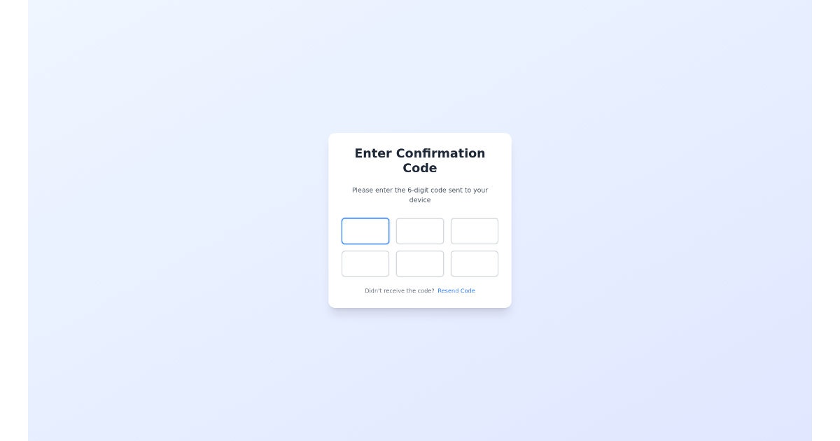 Confirmation Code - Free React, Tailwind Component