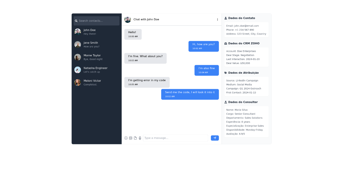 Chat With Contacts Sidebar - Free React, Tailwind Component