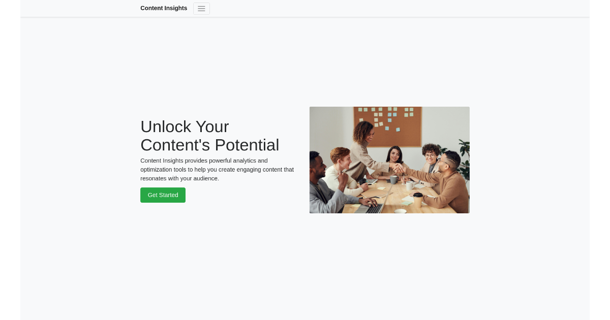 Content Insights Landing - Free Html, Bootstrap Component