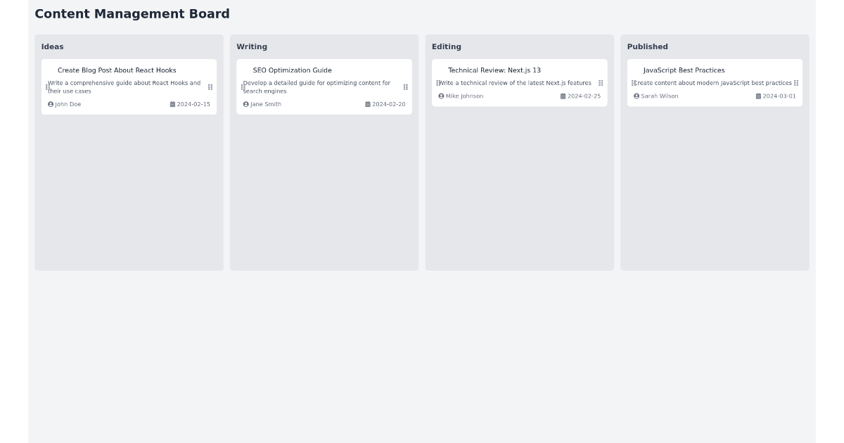 Initial Data - Free React, Tailwind Component