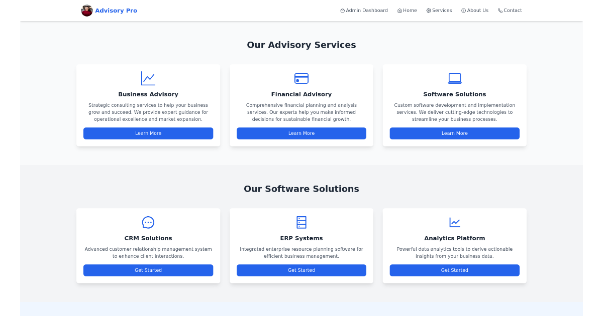 Advisory Interface - Free React, Tailwind Component