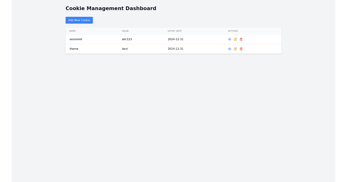 Cookie Management Dashboard - Free React, Tailwind Component