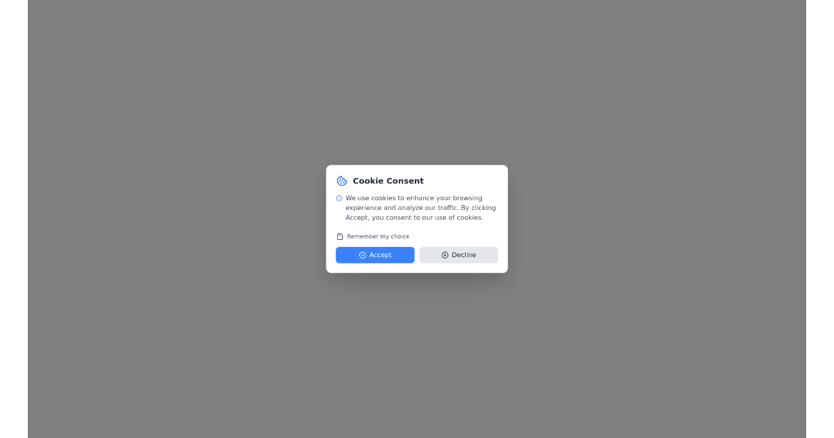 Cookie Consent Dialog - Free React, Tailwind Component