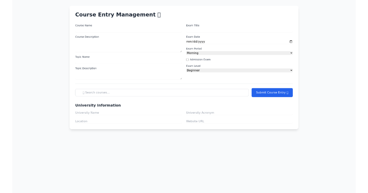 Course Entry Form - Free Html, Tailwind Component