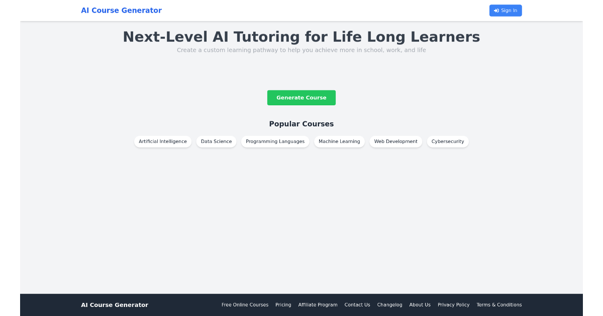 Course Generation App - Free React, Tailwind Component