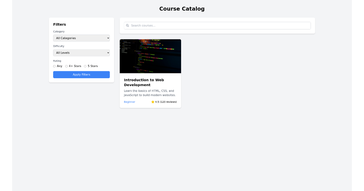 Course Grid Filter - Free Html, Tailwind Component