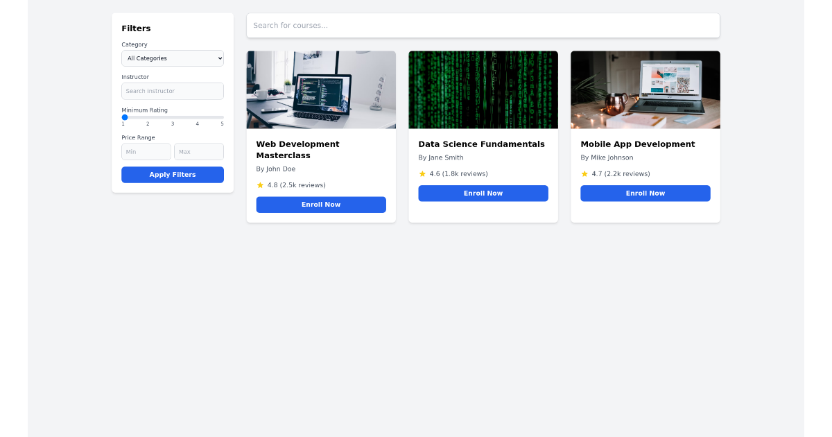 Course Grid Component - Free Html, Tailwind Component