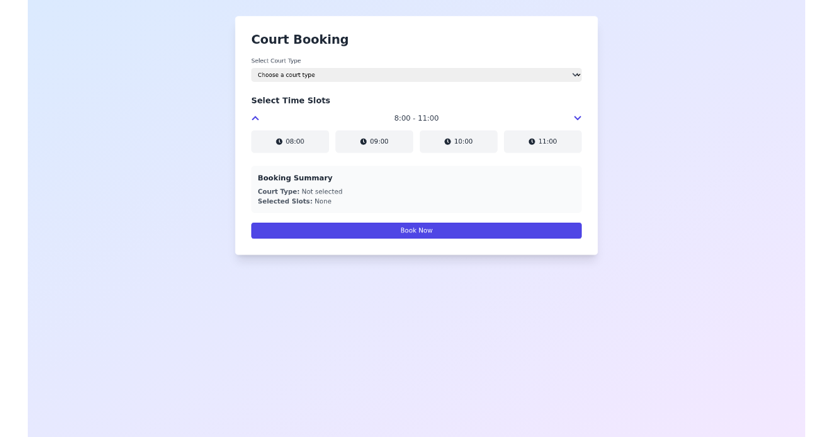 Court Booking - Free React, Tailwind Component