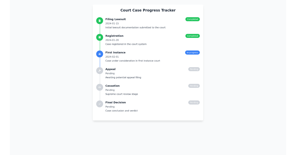 Court Case Tracker - Free React, Tailwind Component