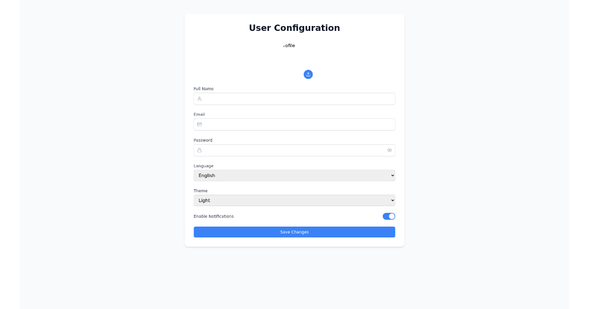 User Configuration - Free React, Tailwind Component