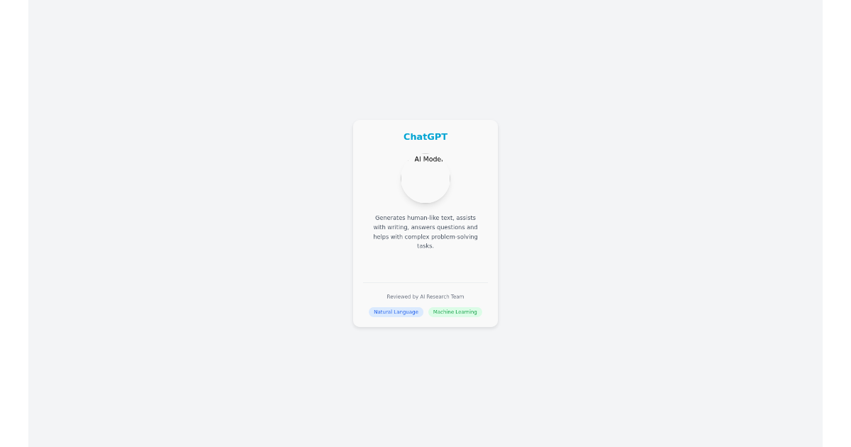 A I Model Card - Free Html, Tailwind Component