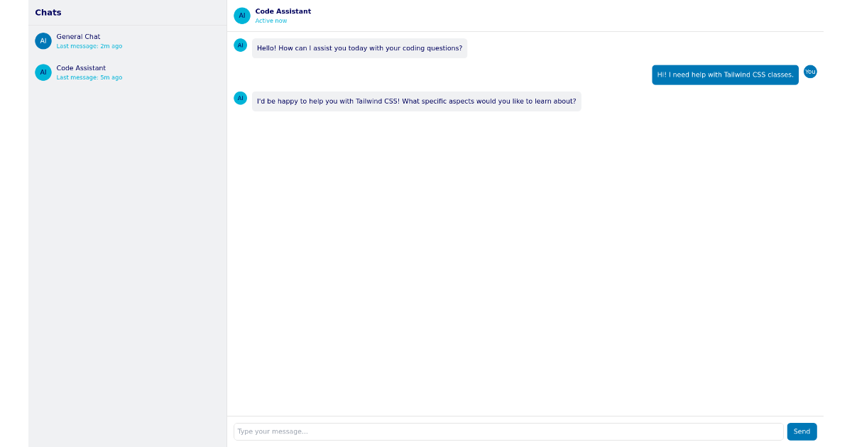 Build a Chat Bot UI with Sidebar Using Tailwind and HTML