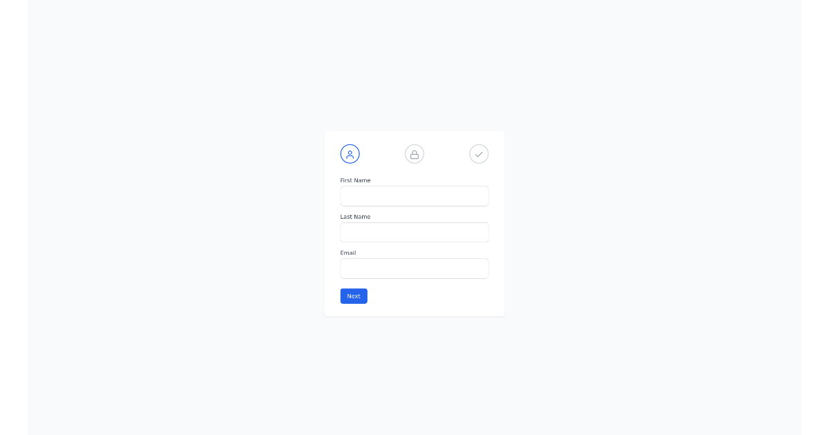 Stepper Registration Form - Free React, Tailwind Component