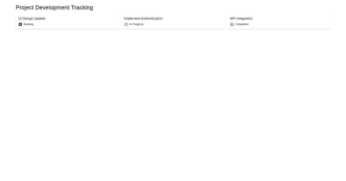 Project Development Tracking Interface with Task Sections