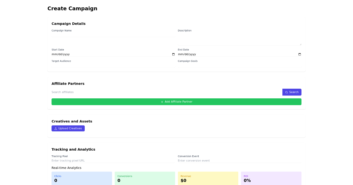 Create Campaign Screen - Free React, Tailwind Component