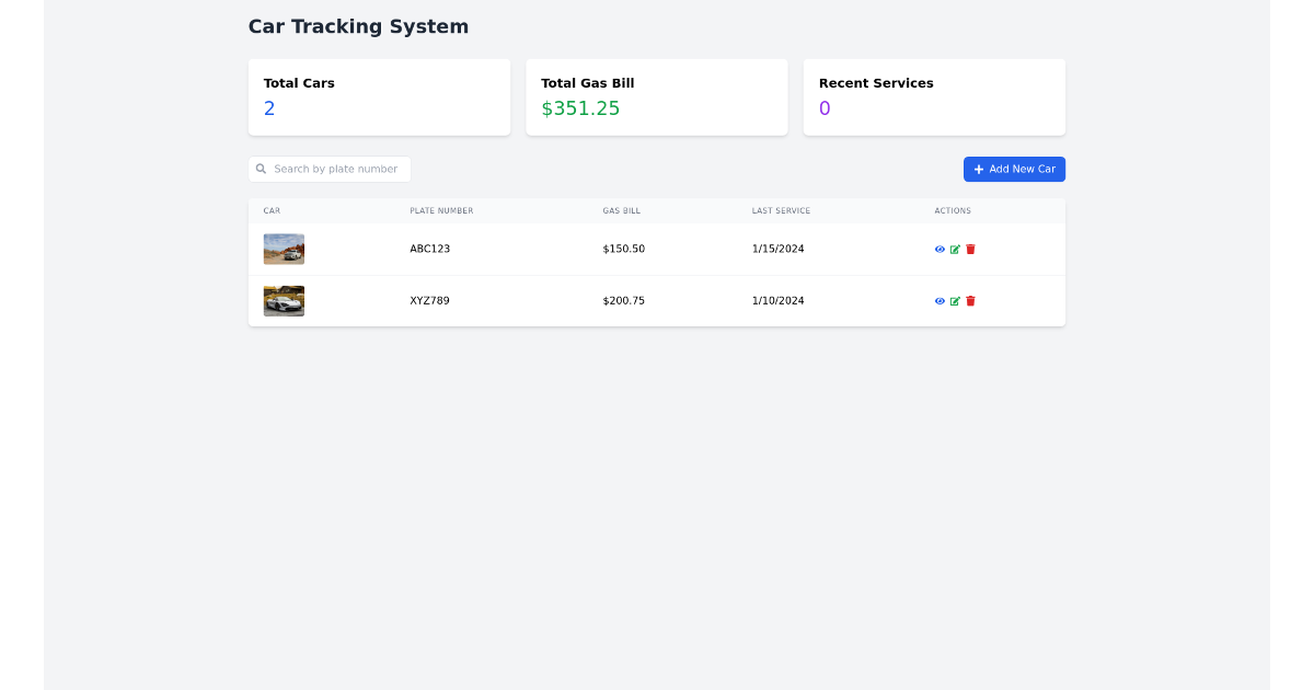 Car Tracking System - Free React, Tailwind Component
