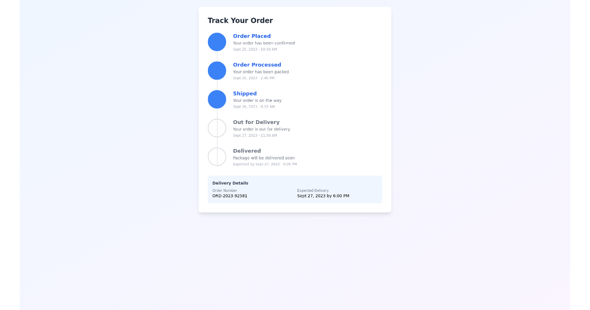 Track Order Component - Free Angular, Tailwind Component