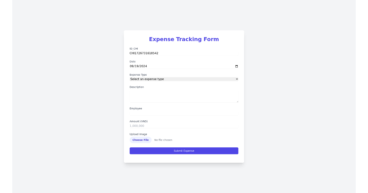 Expense Tracking Form - Free Html, Tailwind Component
