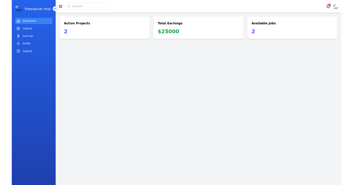 Freelancer Dashboard - Free React, Tailwind Component
