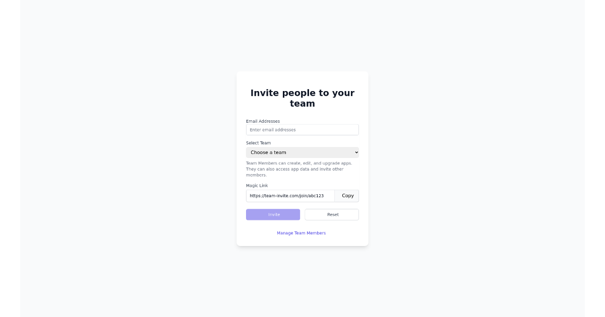 Team Invitation Form - Free Angular, Tailwind Component