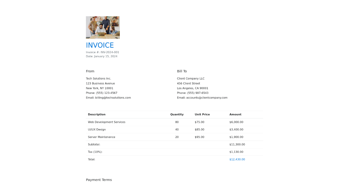 Professional Invoice Template - Free Html, Bootstrap Component