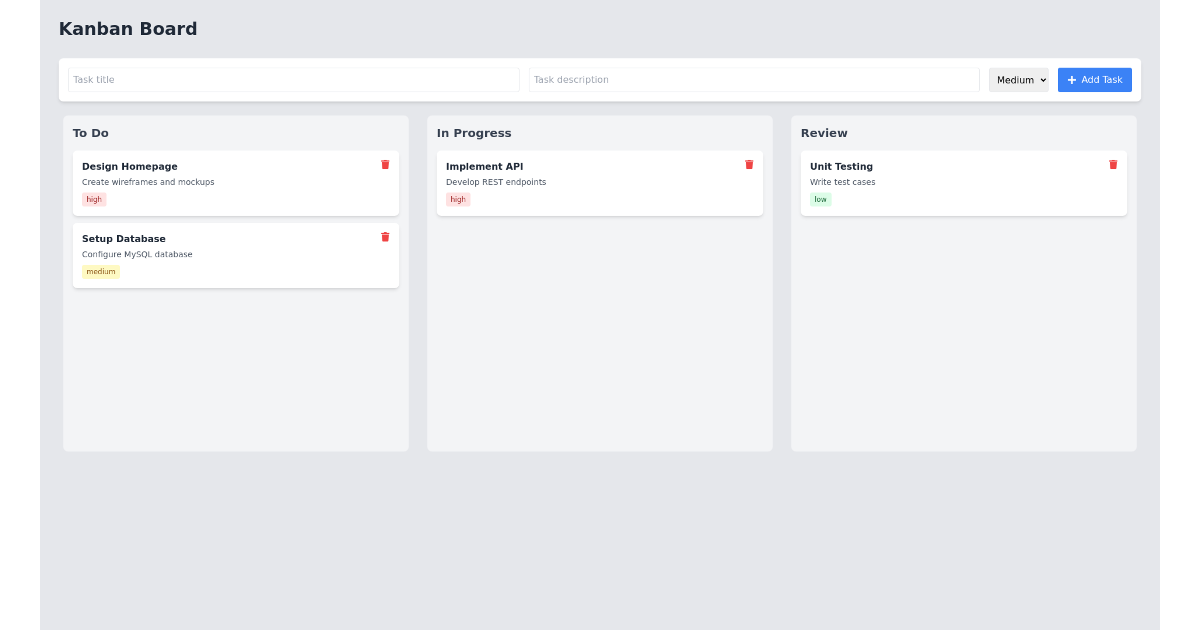Build a Dynamic Kanban Board in React with Tailwind CSS