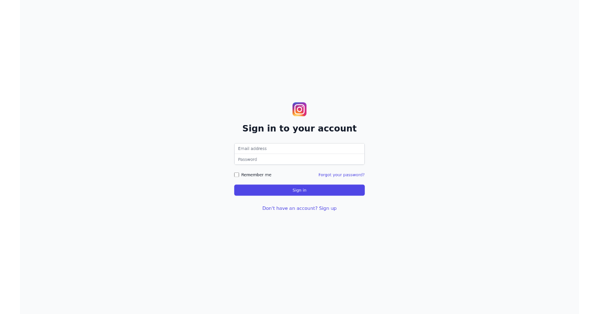 Instagram Login - Free React, Tailwind Component