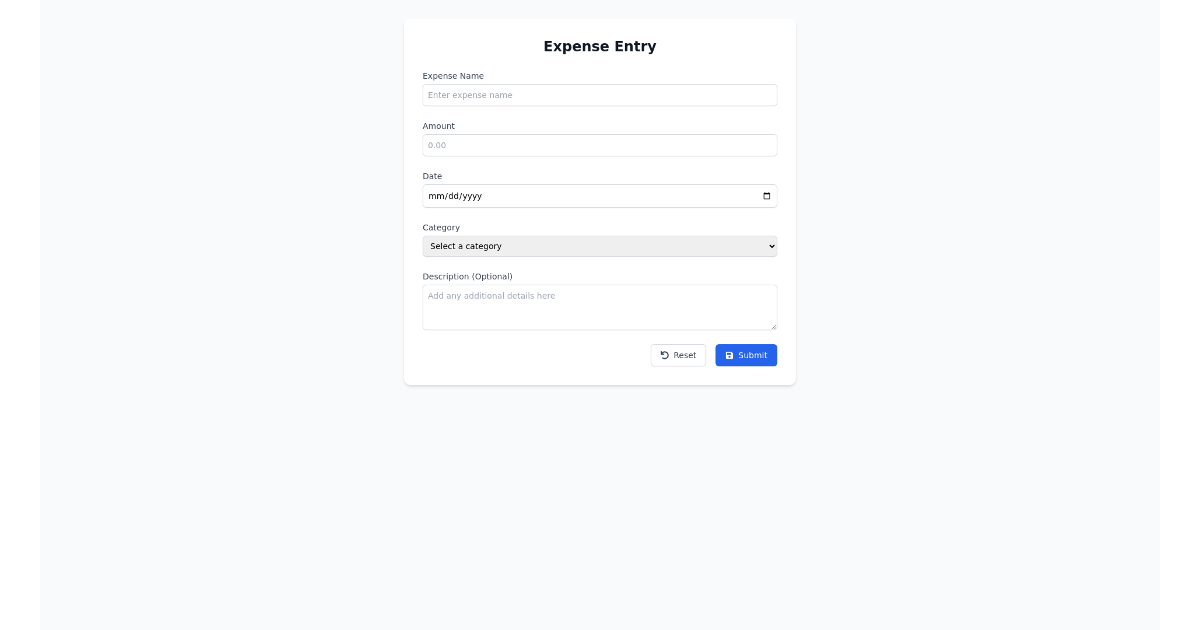 Expenses Entry Free React Tailwind Component