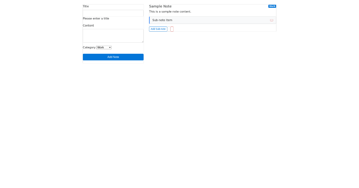Diseño de Módulo para Crear Notas y Subnotas - Bootstrap y HTML