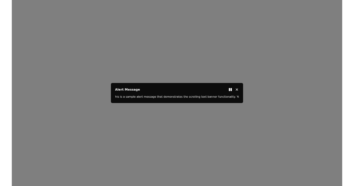 React Tailwind Popup Scrolling Text Banner for Alerts