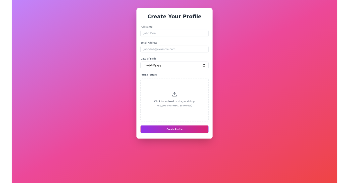 Create Profile - Free React, Tailwind Component