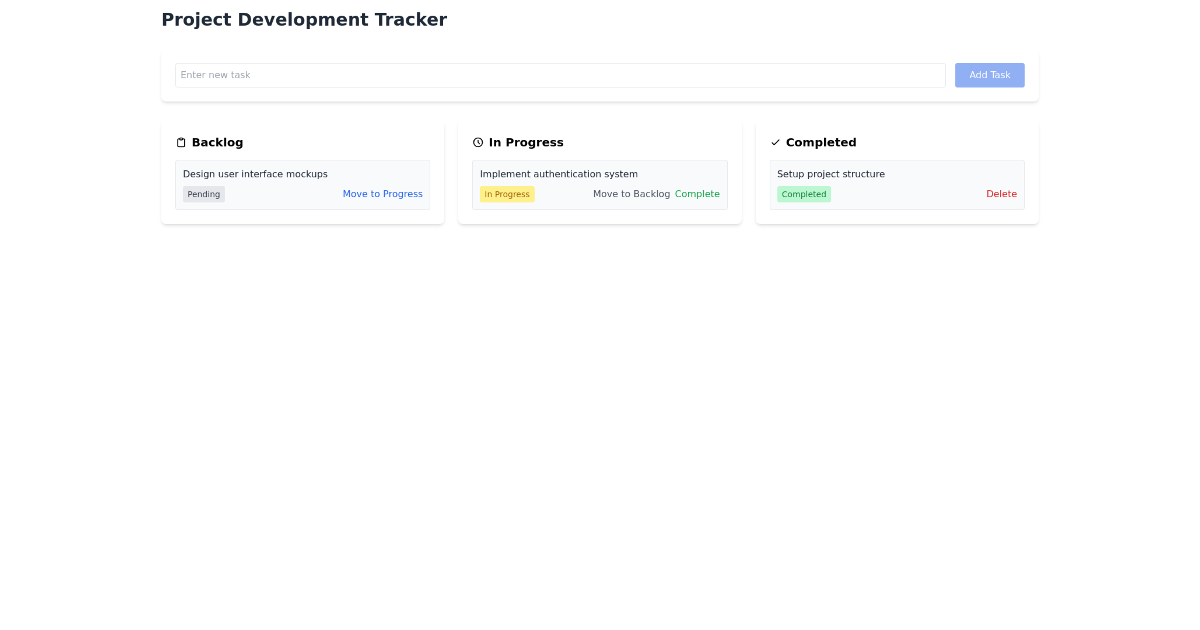 Project Tracking Component - Free Angular, Tailwind Component