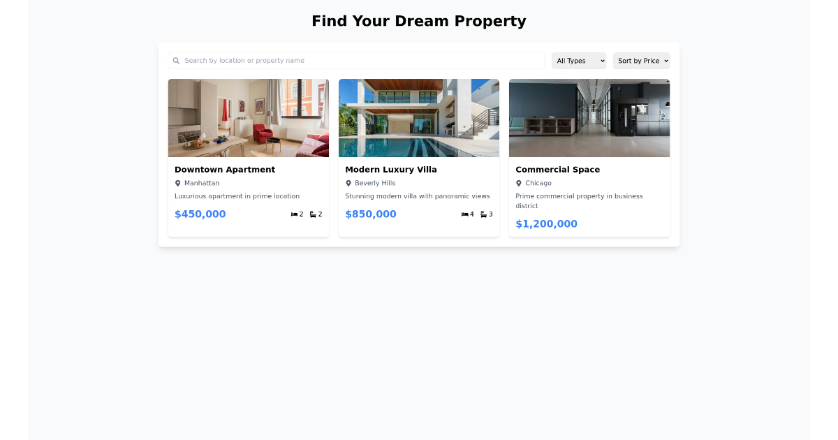 Real Estate Template - Free React, Tailwind Component