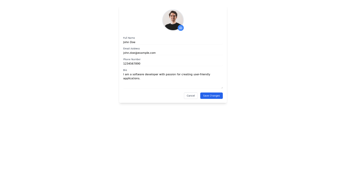 User Profile Form - Free Angular, Tailwind Component
