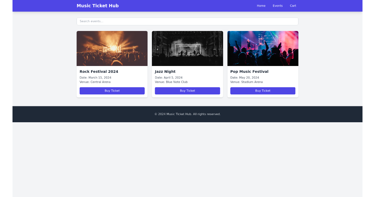 Music Ticket Homepage - Free Html, Tailwind Component