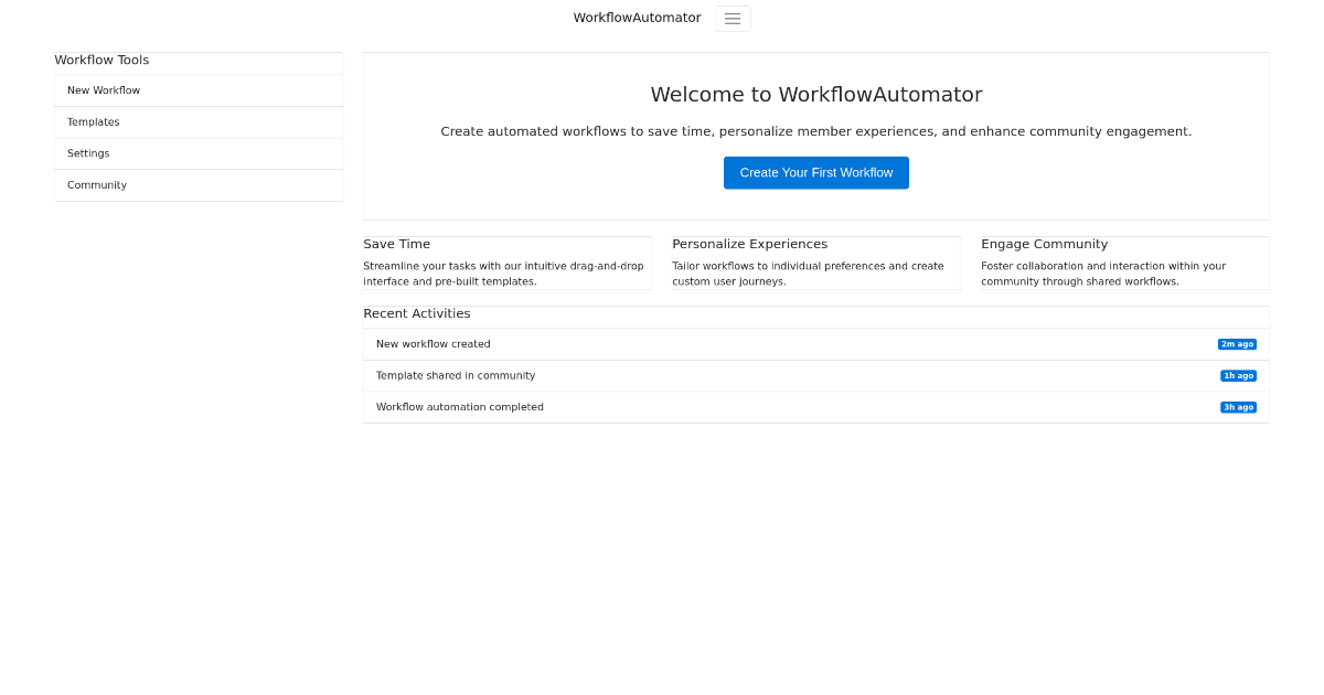 Automated Workflow Interface - Free Html, Bootstrap Component