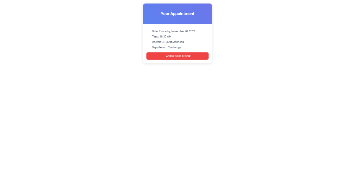 Appointment Card Component - Free Angular, Css Component