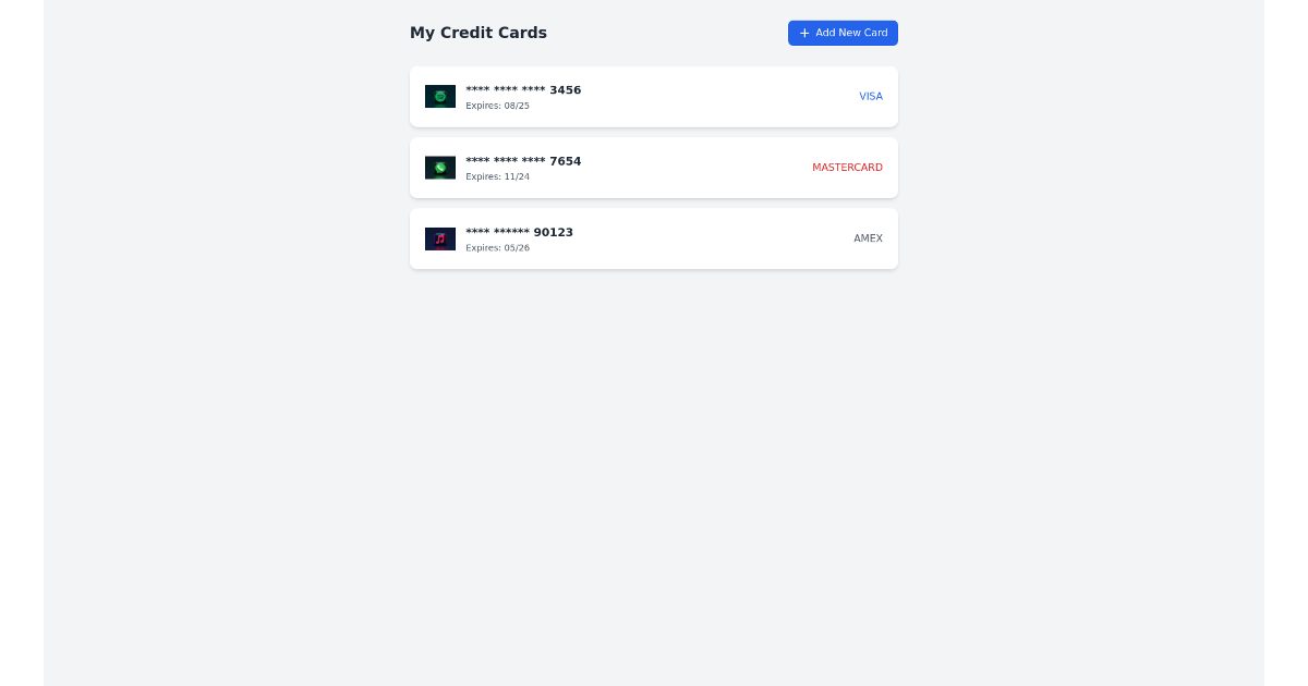 Credit Card List - Free Html, Tailwind Component