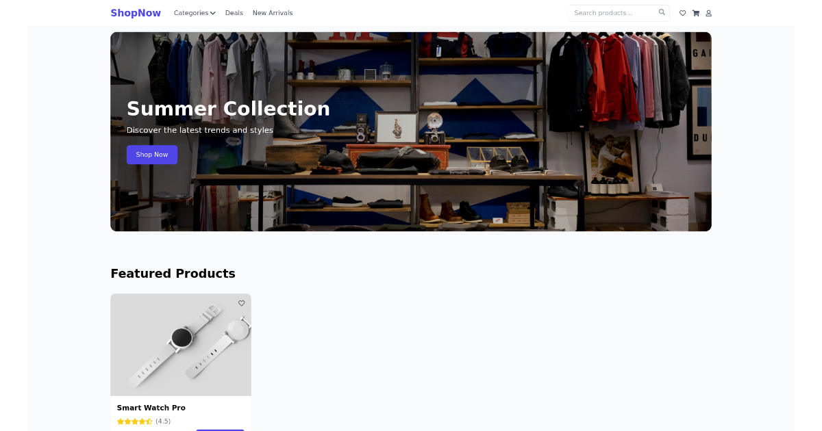 Modern E Commerce Homepage - Free Html, Tailwind Component