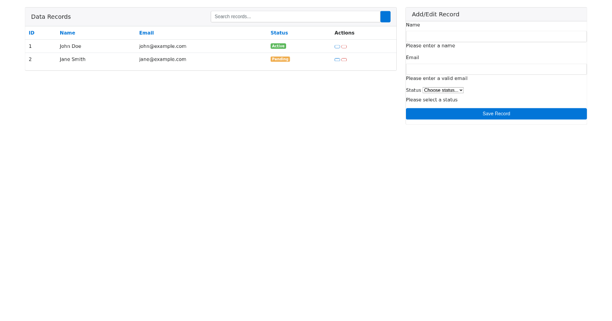 Data Management Dashboard - Free Html, Bootstrap Component
