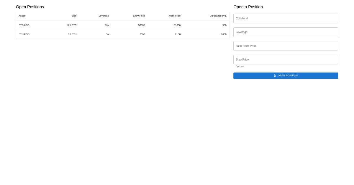 Open Positions Table, Position Opening Form - Free React, Mui Component