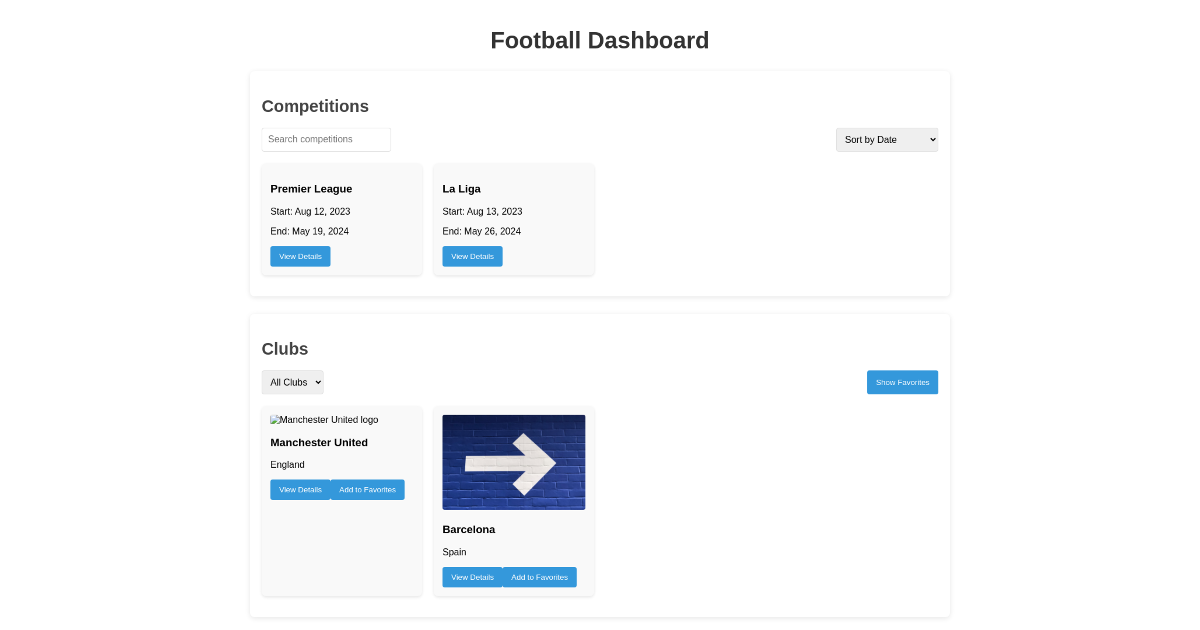 Elegant Angular Football Dashboard - Responsive & Modern