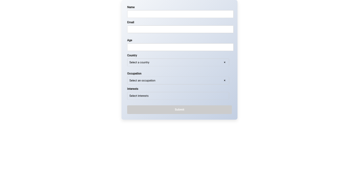 Feature Rich Form - Free Angular, Css Component